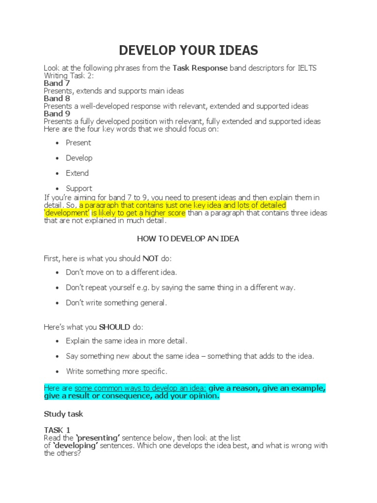 Writing Skills - Develop Your Ideas | PDF | Teaching Method | Reason