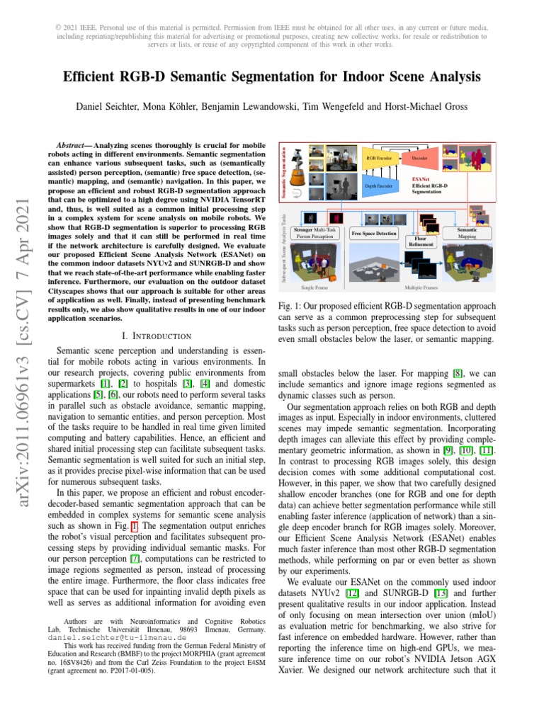 Efficient RGB-D Semantic Segmentation For Indoor Scene Analysis | PDF | Image Segmentation ...