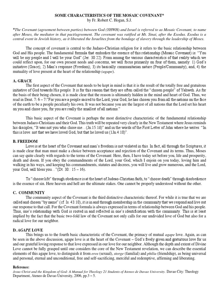Characteristics of The Mosaic Covenant | PDF | Love | Covenant (Biblical)