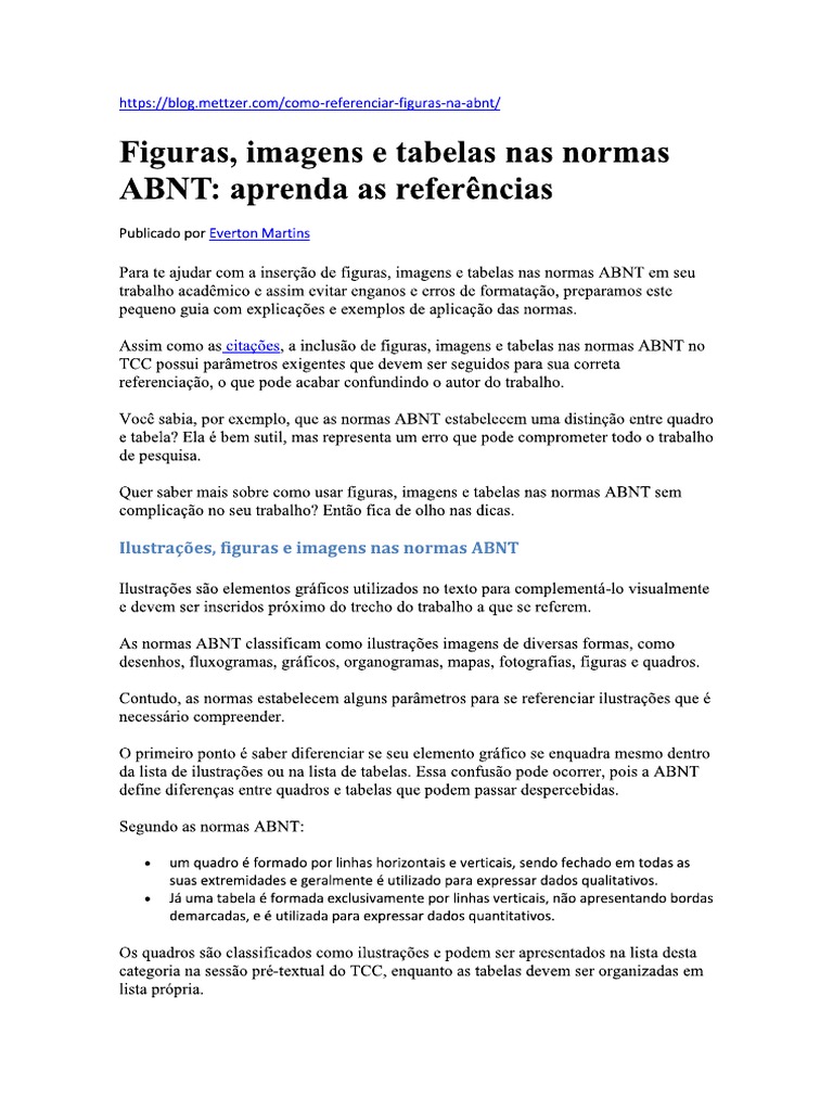 Como Refernciar Figuras, Quados e Tabelas - ABNT | PDF