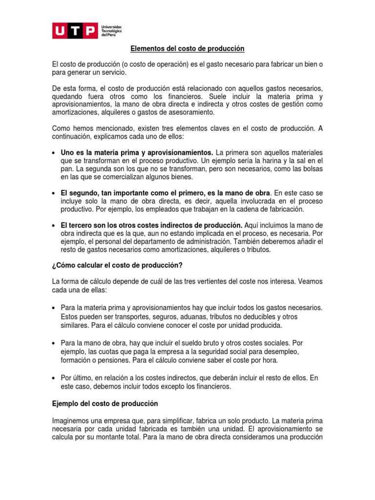 Material Adicional Semana #2 (Tema 1) - Elementos Del Costo de ...