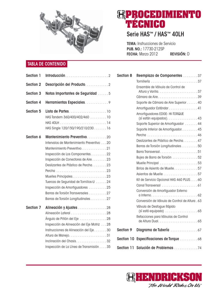 Manual Servicio Esp Hendrickson | PDF | Eje | Camión