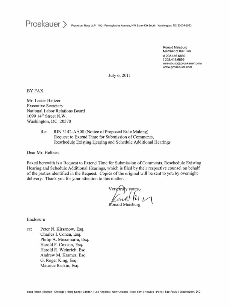 Request To Extend Time For Submission of Comments, Reschedule Existing ...