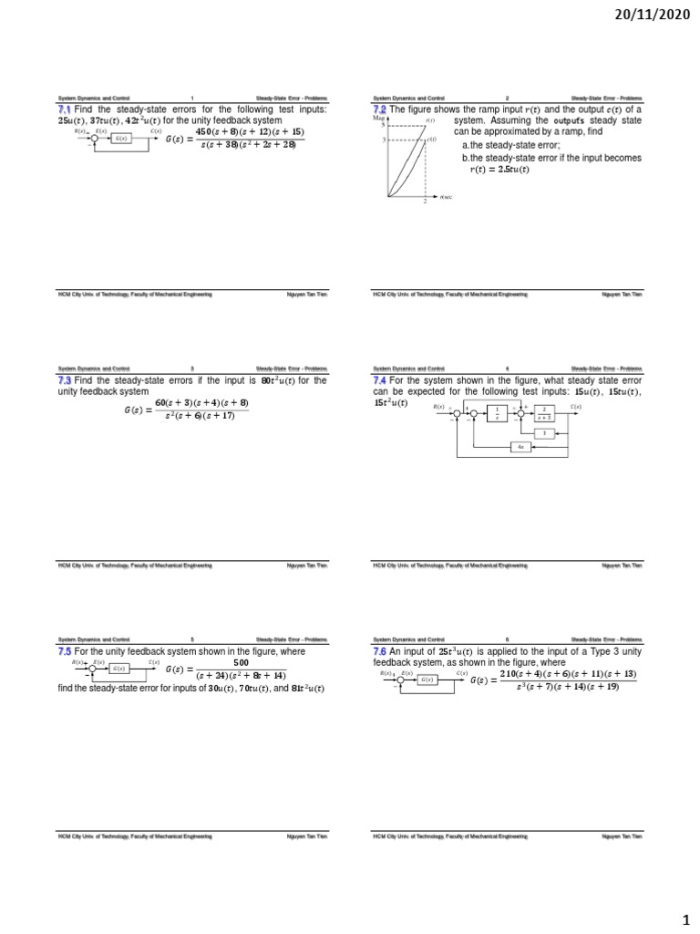 Ch.07 Steady-State Error - Assignment | PDF | Control Theory | Steady State Ch.07 Steady-State Error - Assignment | PDF | Control Theory | Steady State
