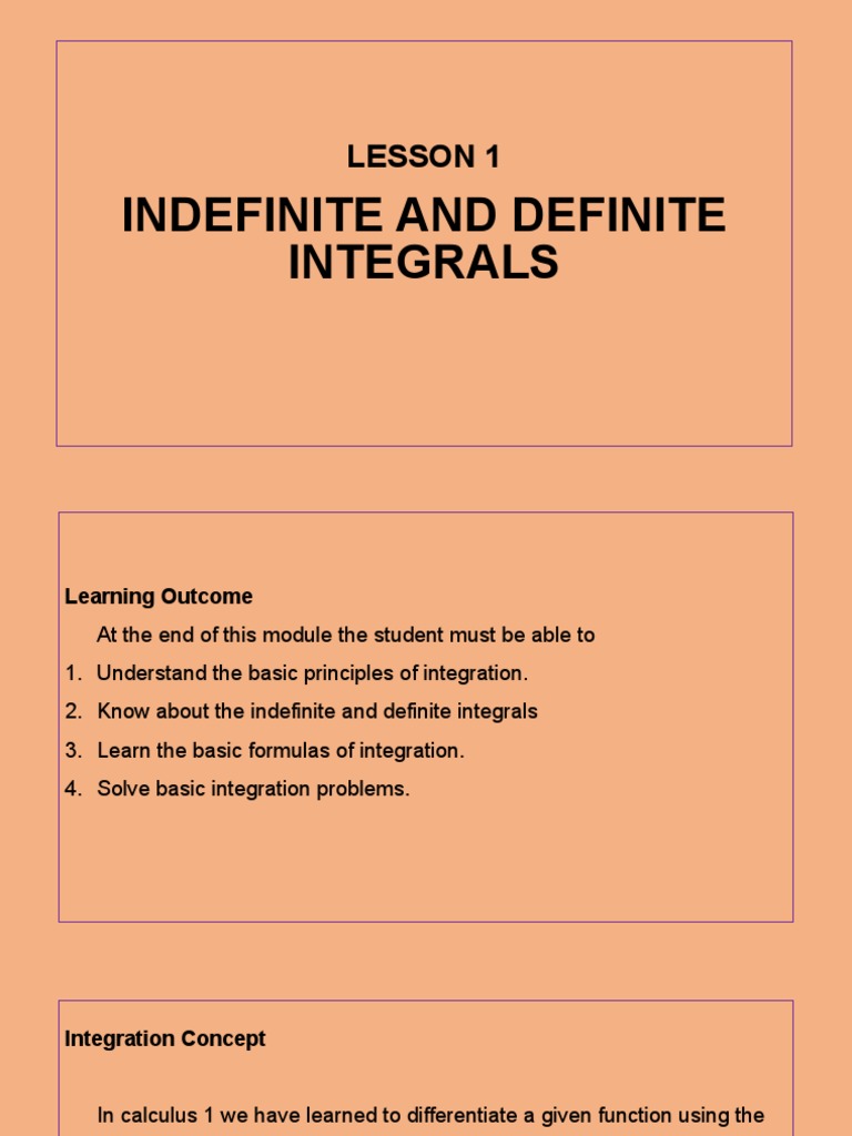 LESSON 1 CAL 2 Integrals | PDF | Integral | Theoretical Physics