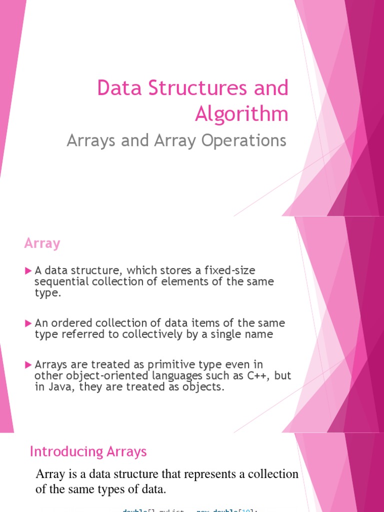 03 Arrays And Array Operations Pdf Data Type Array Data Structure 