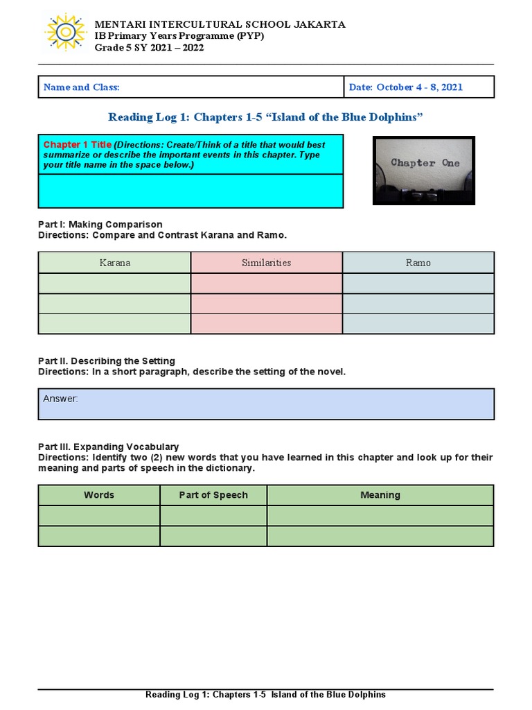 IBD Reading Log 1 - Chapters 1-5 | PDF | Vocabulary | Part Of Speech