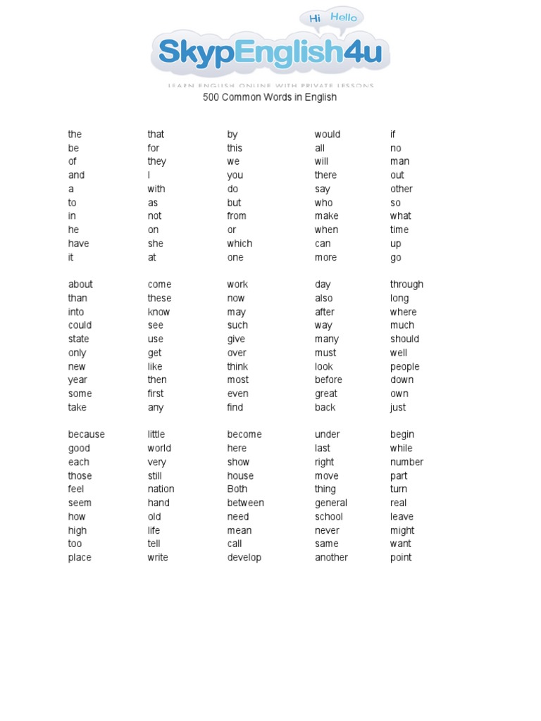500 Most Common English Words PDF | PDF | Experience