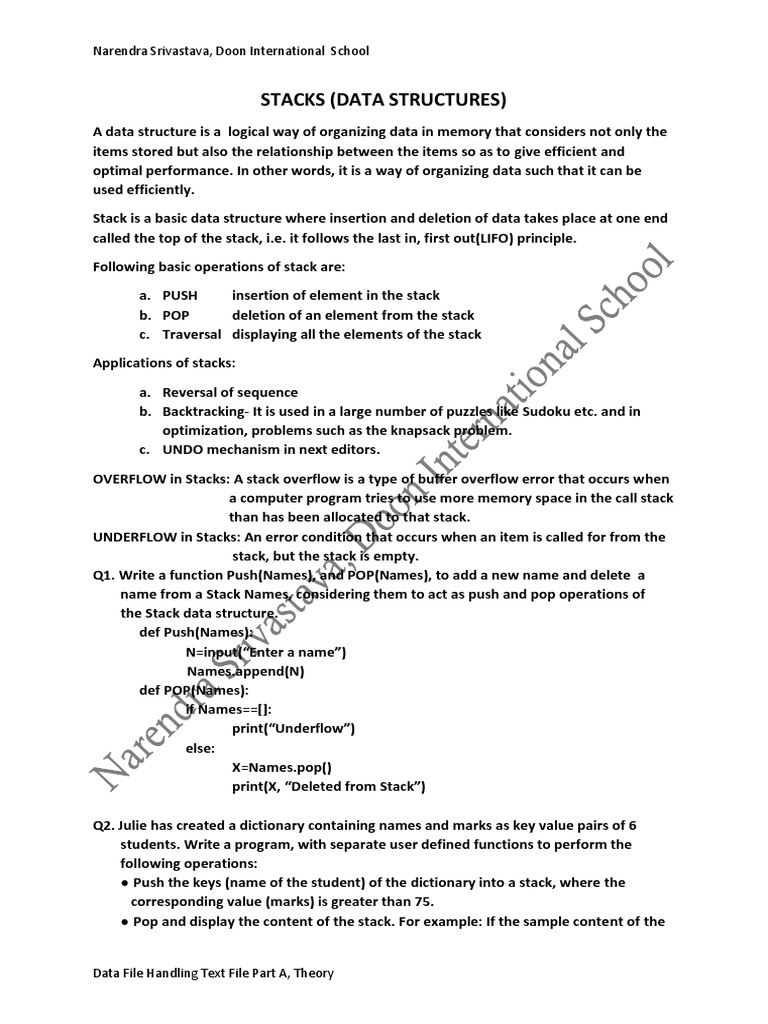 Stacks Notes With Programs | PDF | Software Development | Computer Science