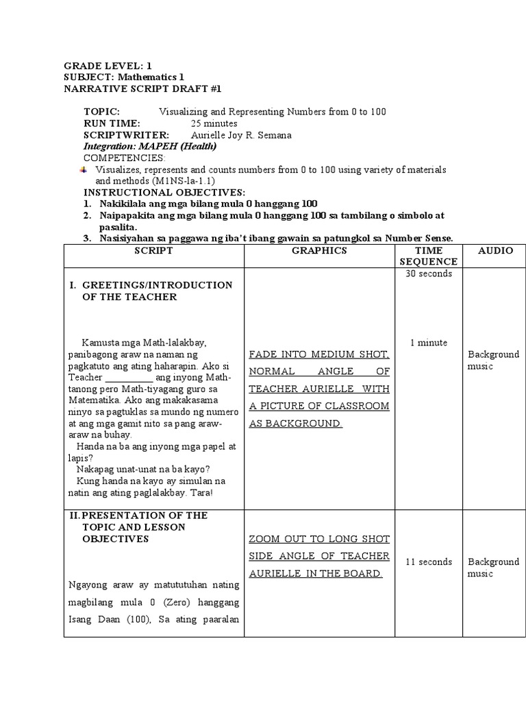 ETV Script in Mathematics 1 (Competency 1) | PDF