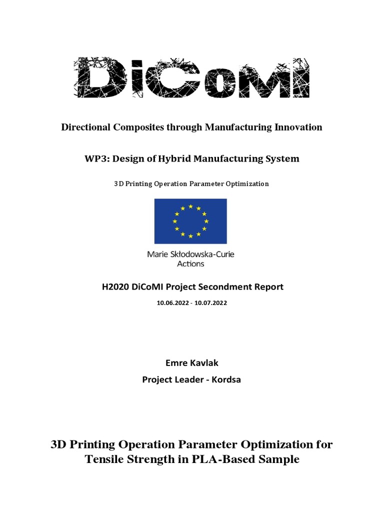 Optimization of 3D Printing Parameters for Maximizing Tensile Strength of PLA-Based Samples ...