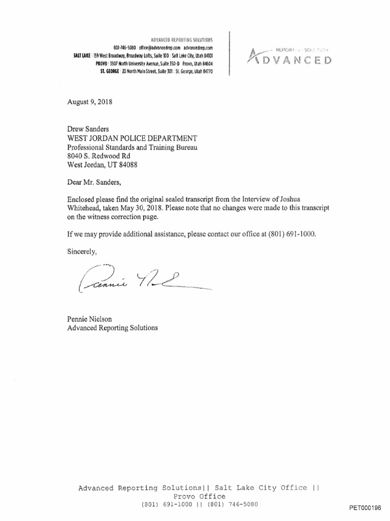 Joshua Whitehead Garrity Statement | PDF