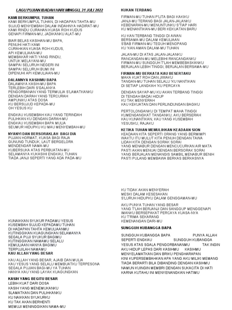 Lagu Pujian Ibadah Hari Minggu-1 | PDF