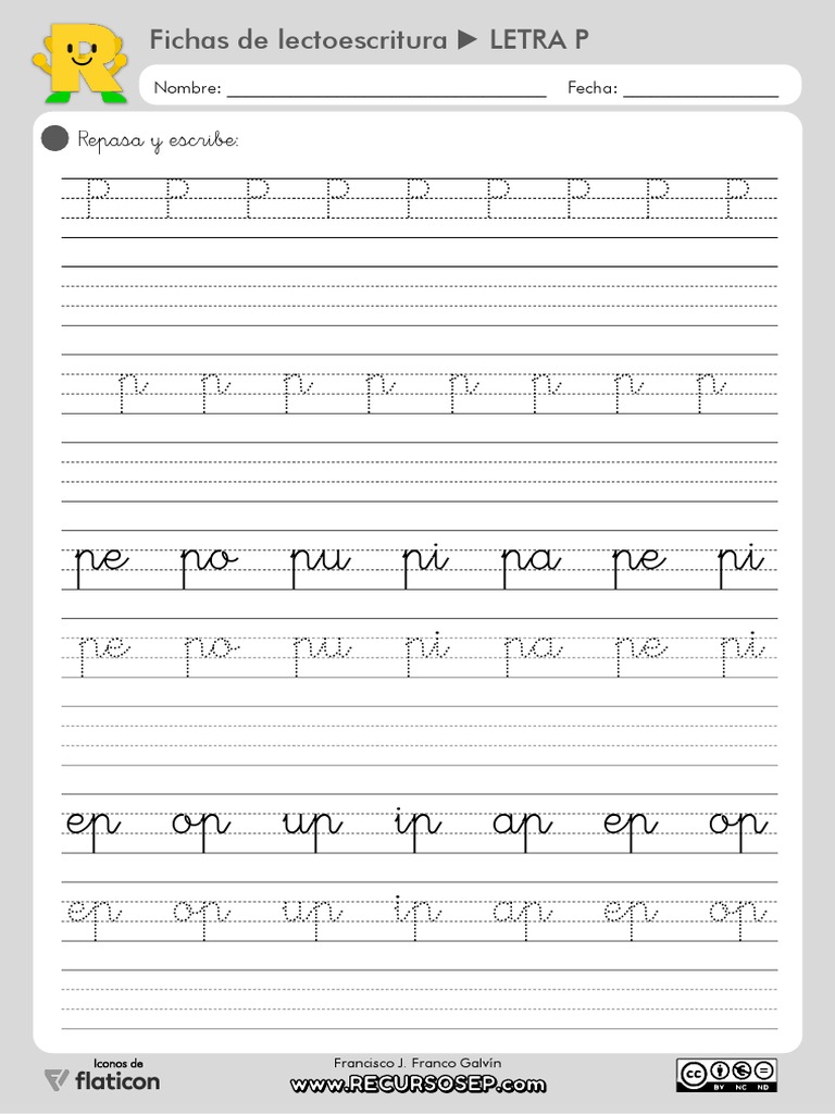 4 Fichas Lectoescritura Montessori Recursosep Letra P | PDF