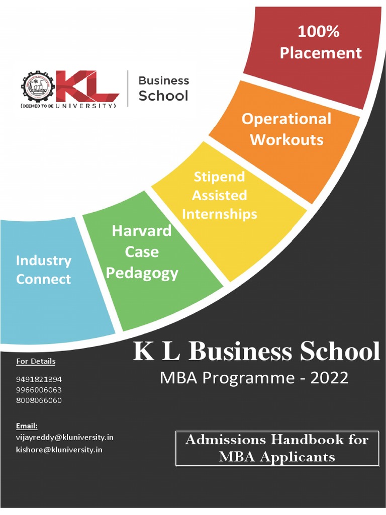 MBA Admissions Handbook for K L Business School Highlights Diverse ...