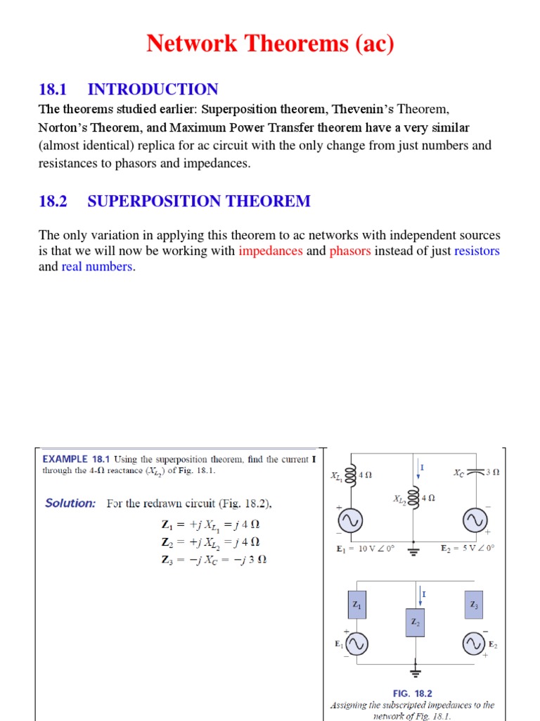 Slides - 17 - CH 18 - Network Theorems (Ac) - Updated - 2 | PDF | Electrical Impedance ...