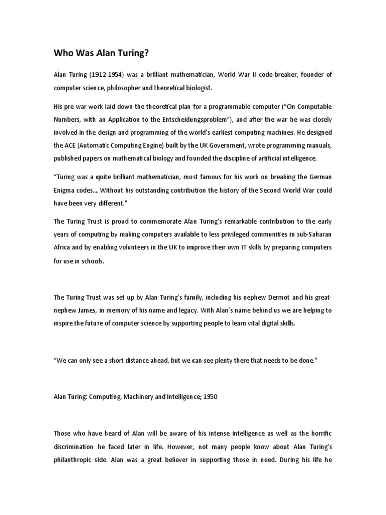 Alan turing | PDF | Alan Turing | Applied Mathematics