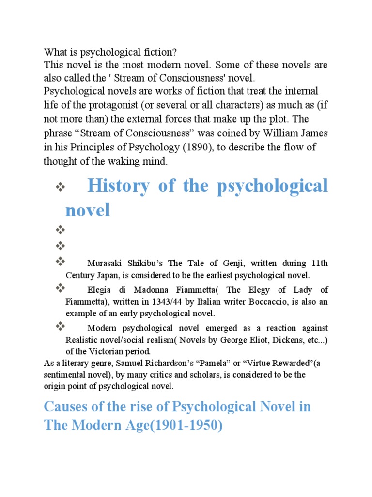 Causes of The Rise of Psychological Novel in The Modern Age (1901-1950 ...