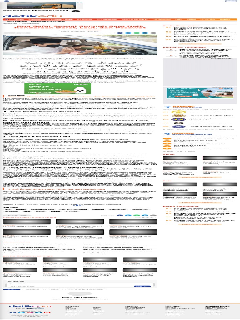 Doa Safar Sesuai Sunnah Saat Naik Kendaraan Darat, Laut, Dan Pesawat | PDF