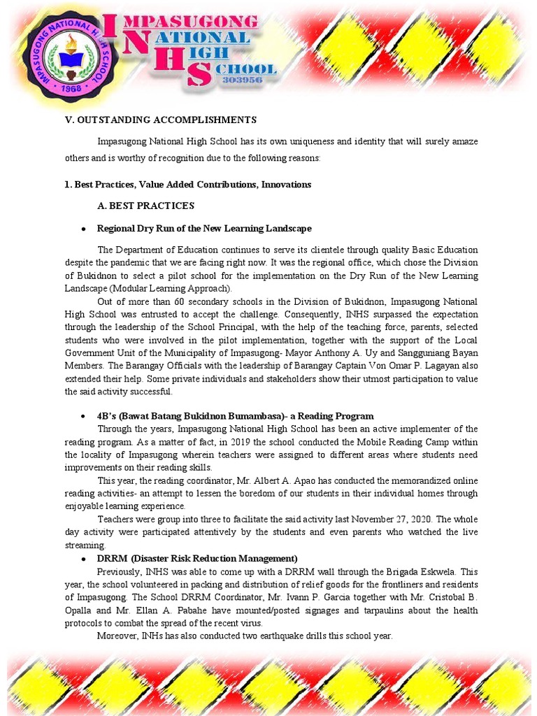 Overall Accomplishment Report | PDF | Special Education | Teachers