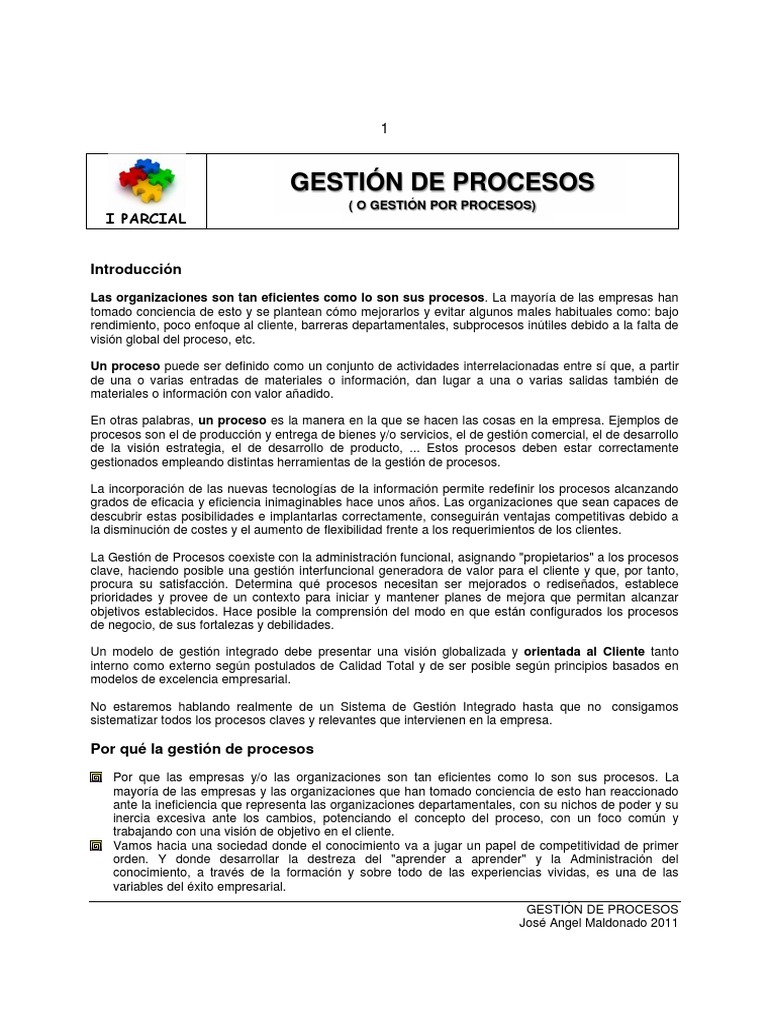 05 Gestion de Procesos o Por Procesos | PDF | Calidad (comercial ...