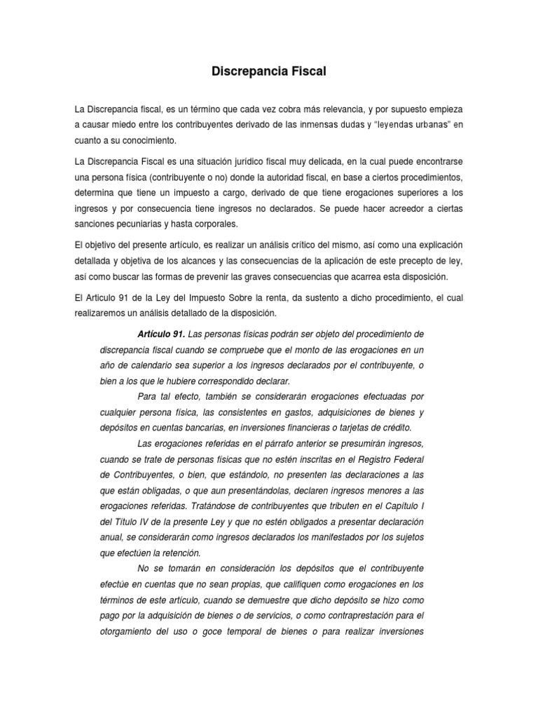 Análisis de la Discrepancia Fiscal | PDF | Impuestos | Dinero