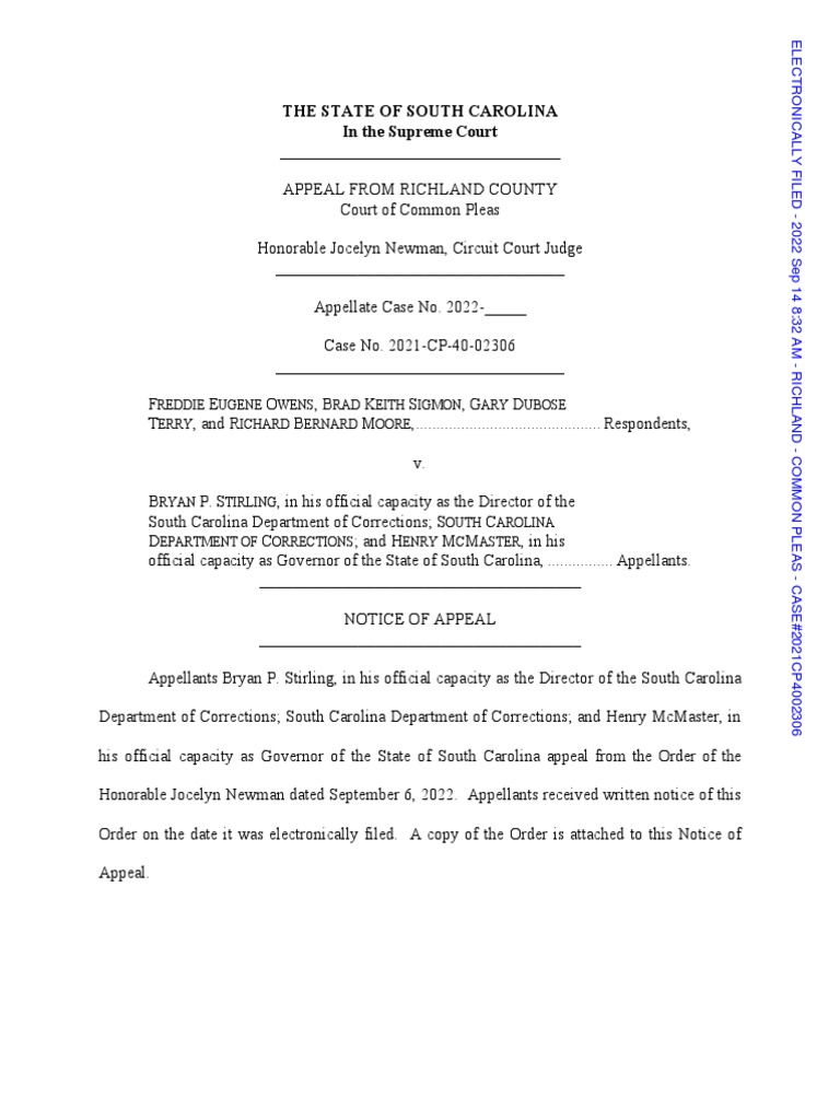 McMaster SCDC File Appeal After Judge Rules Firing Squad Electrocutions ...