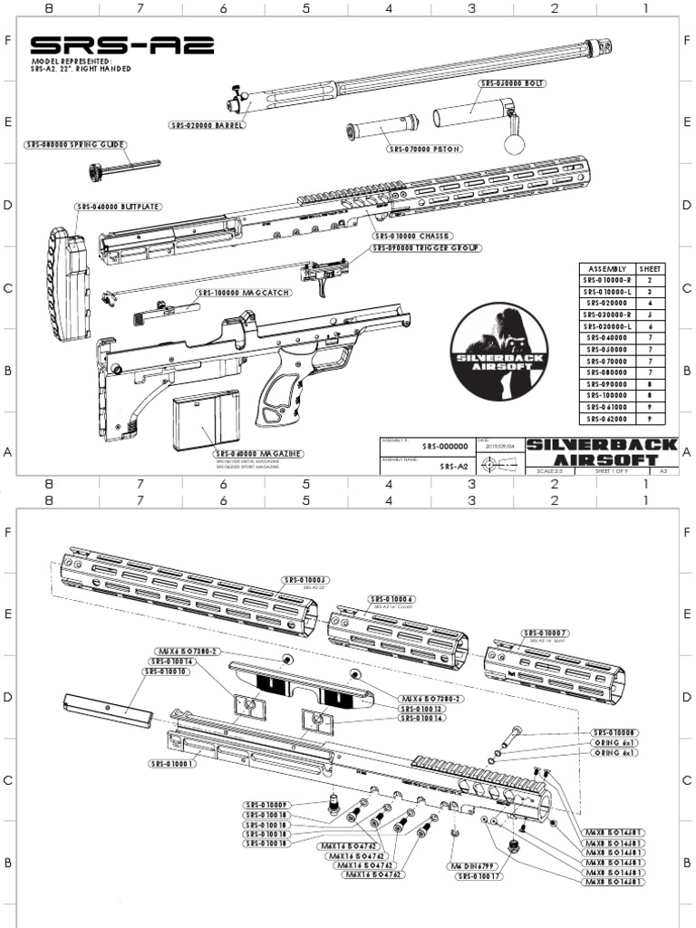 Silverback Airsoft Srs A2 Explode Views | PDF | Weapon Design | Firearm ...
