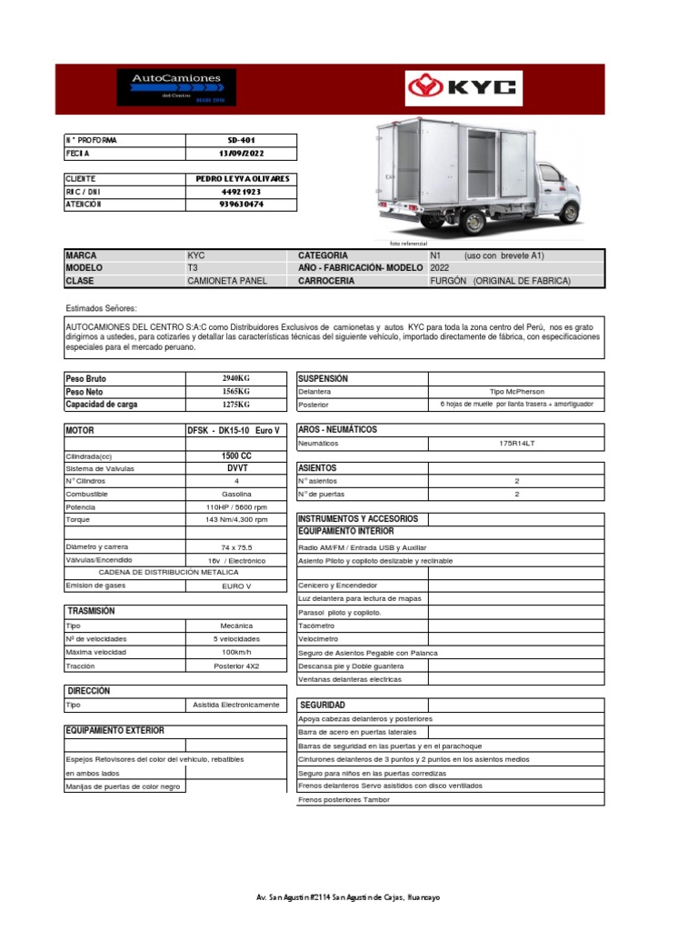 Kyc t3 Furgon - Pedro Leyva Olivares | Descargar gratis PDF | Tecnologías automotrices ...