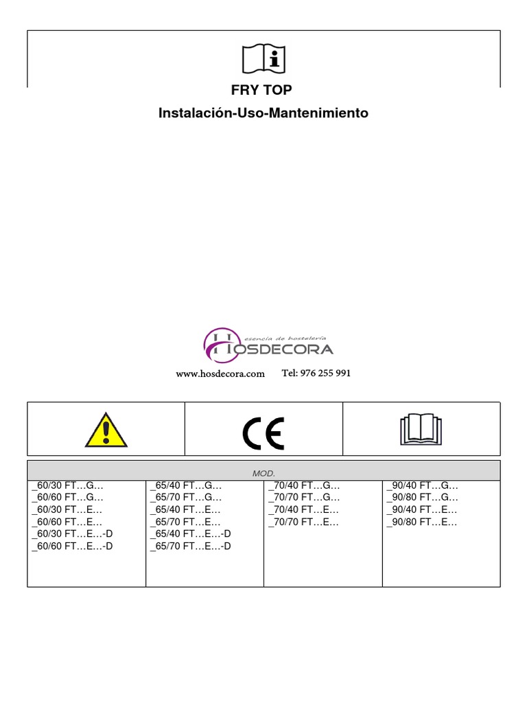 Manual Plancha Bar gn023 gn027 | PDF | Termostato | Válvula