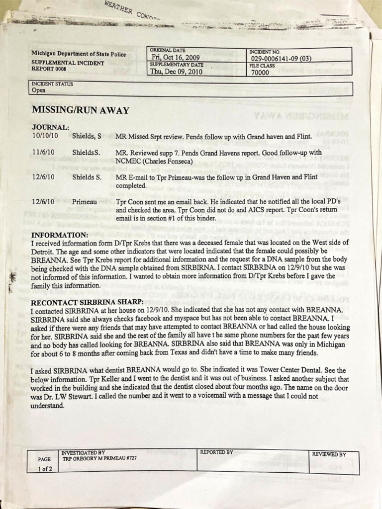 Trooper Krebs Finds Unidentified Remains That She Suspects Are Breanna ...