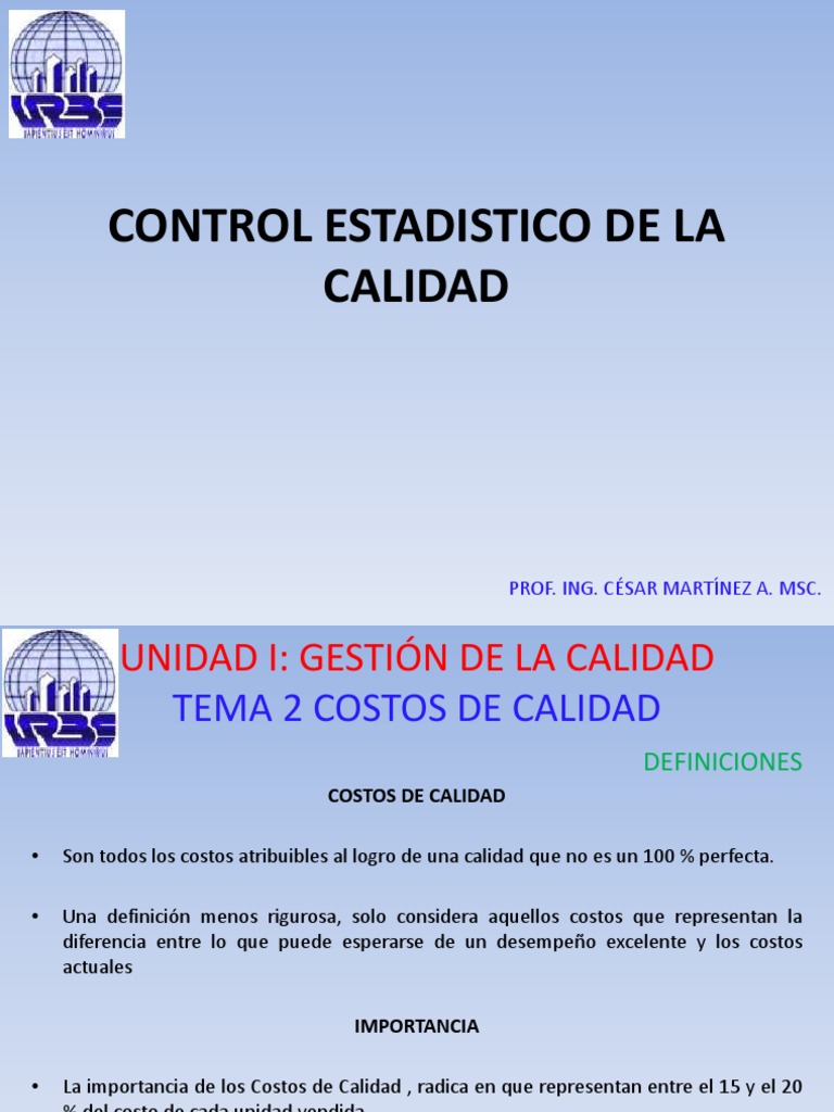Control Estadistico de La Calidad U1-T2 y t3 | PDF | Calidad (comercial) | Gestión de la calidad