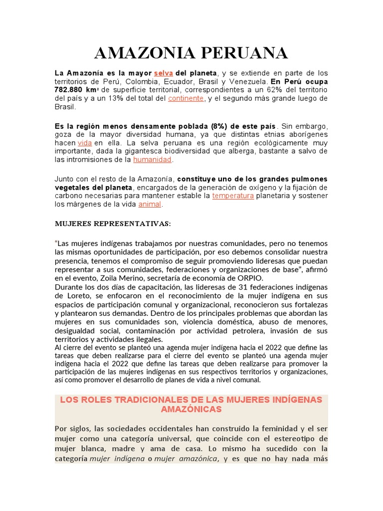 Amazonia Peruana | PDF | Selva amazónica | Mujer