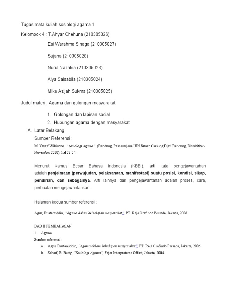 Materi Sa 1 KLP 4 | PDF