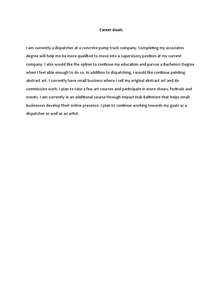 Career Goals | PDF | Career & Growth