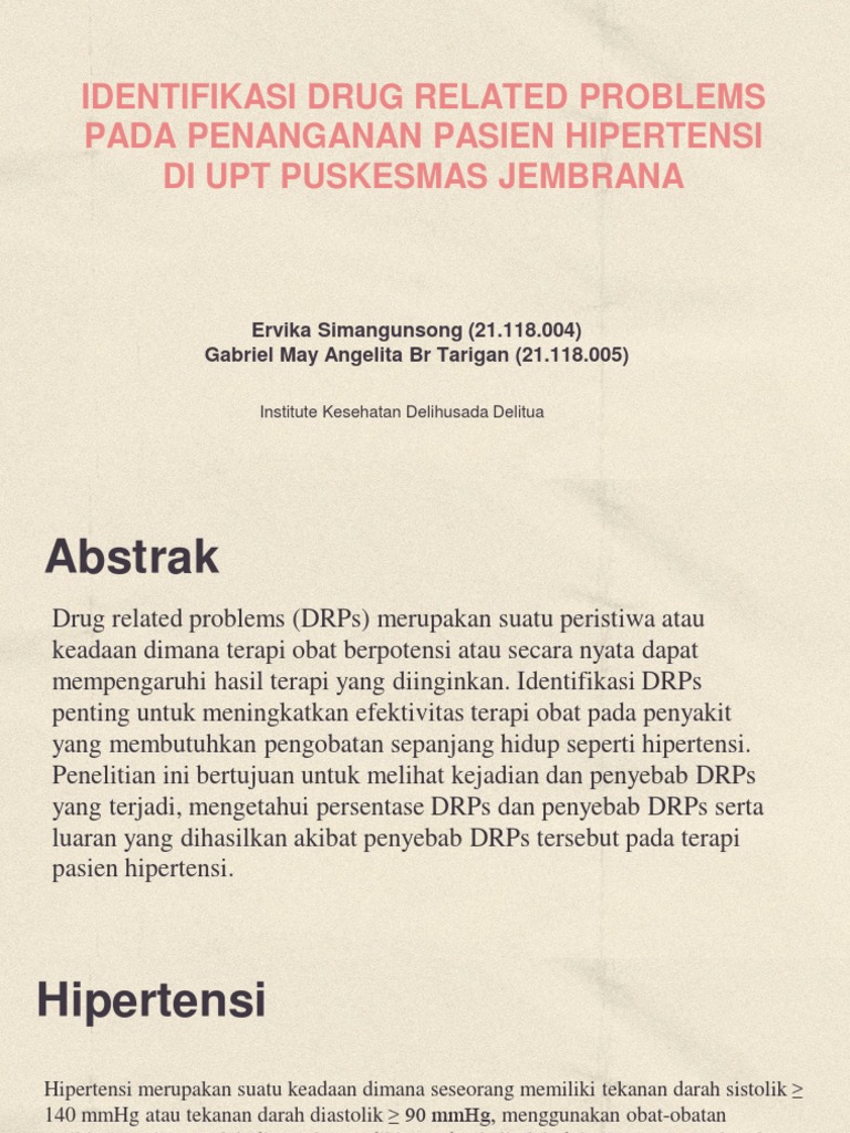 Identifikasi Drug Related Problems Pada Penanganan Pasien Hipertensi Di ...