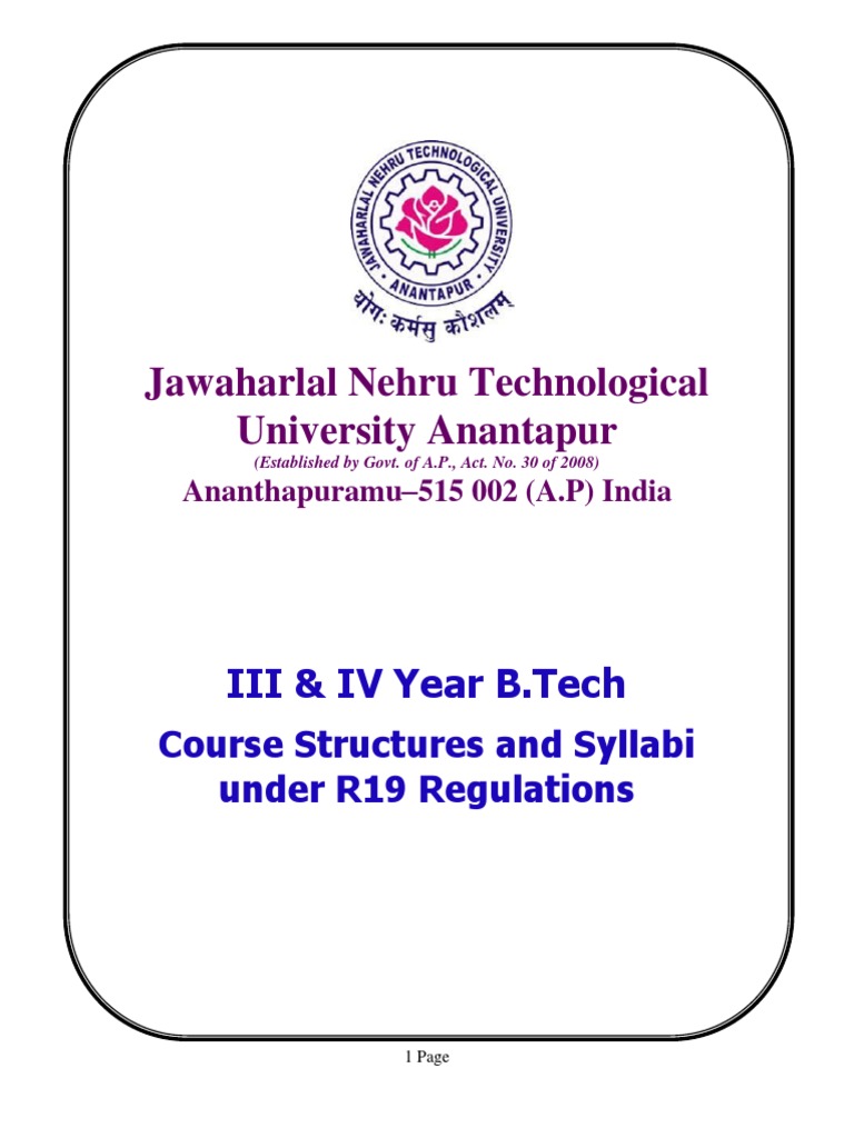 JNTUA Curriculum for Electronics and Communication Engineering: Course ...