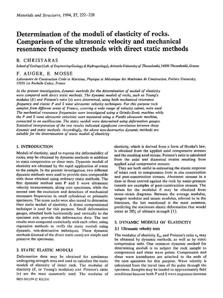 GS0085 Relacion Propieddades Dinamicas Vs Estaticas de Las Rocas (Pedam ...