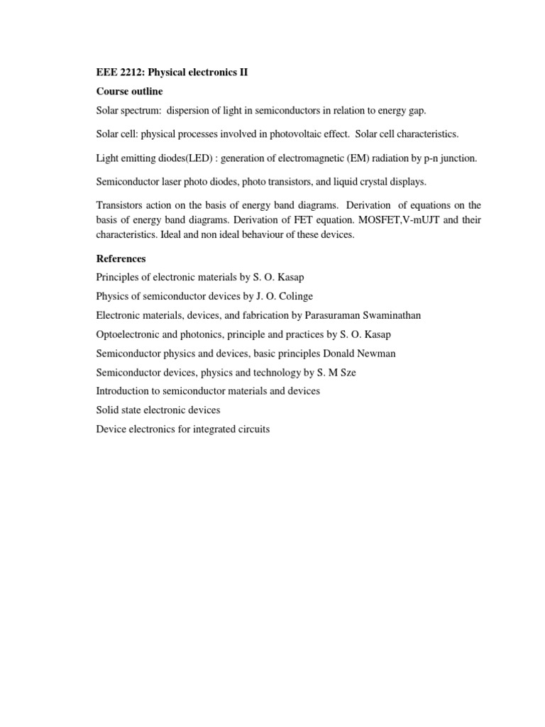 EEE2212 PHYSICAL ELECTRONICS II Chapter 1 PDF | PDF | Band Gap ...