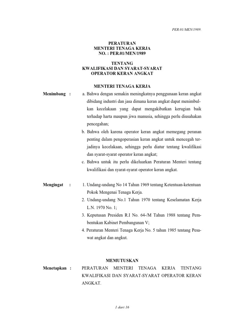 Kualifikasi Operator Keran Angkat | PDF