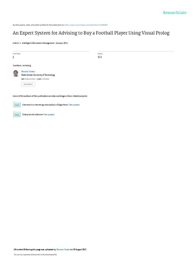 An Expert System For Advising To Buy A Football Player Using Visual ...