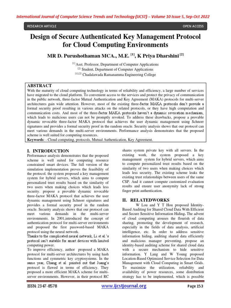 Secure Key Management for Cloud Computing | PDF | Cloud Computing | Security