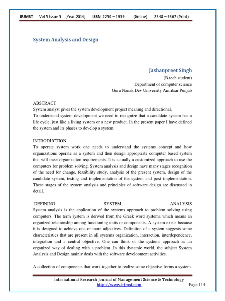 System Analysis and Design | PDF | System | Design