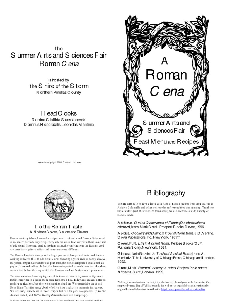 Roman Menu Booklet | Dumpling | Salad