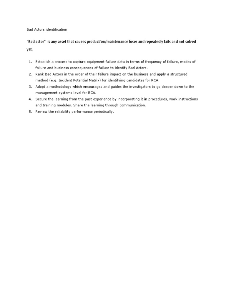 Bad Actors Identification | PDF