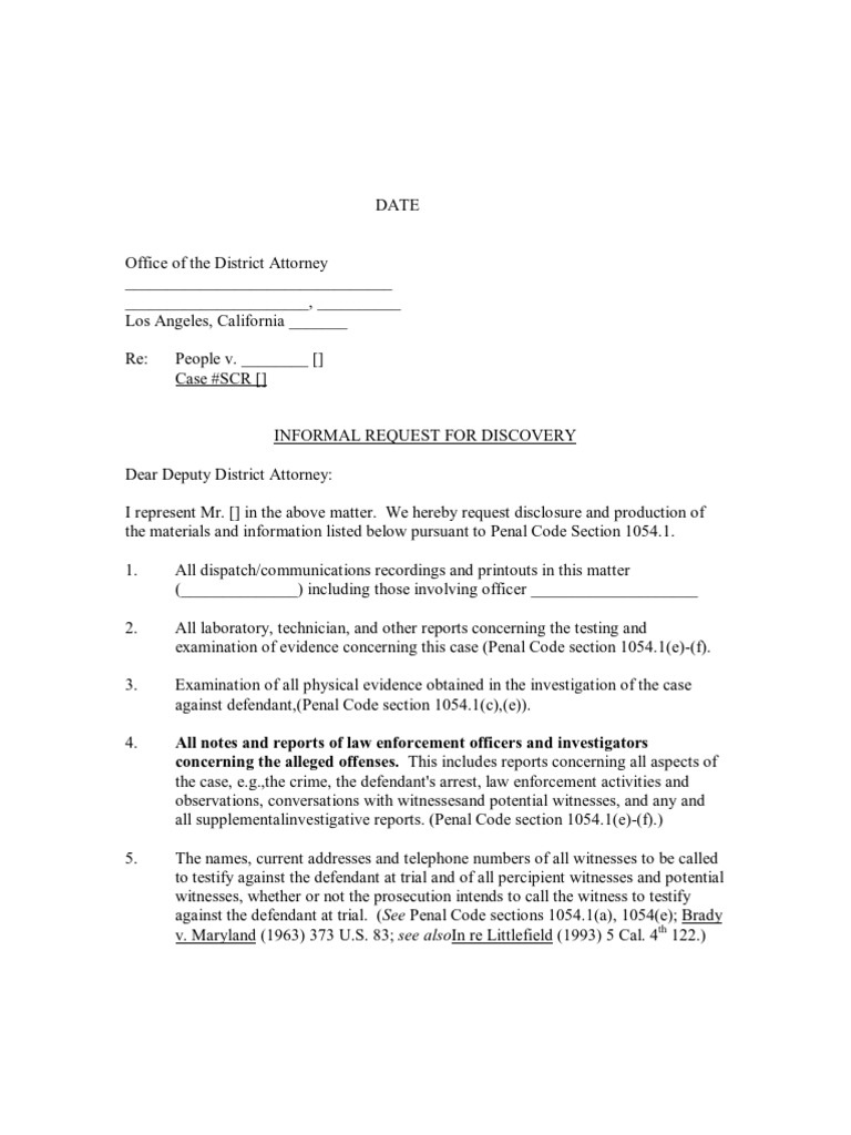 Informal Discovery Request | PDF