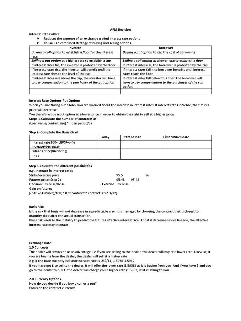AFM Revision | PDF | Futures Contract | Option (Finance)