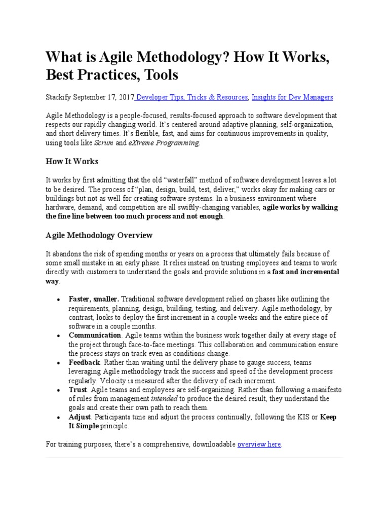 Agile Methodology: An Overview of Its Principles, Practices and Benefits | PDF | Agile Software ...