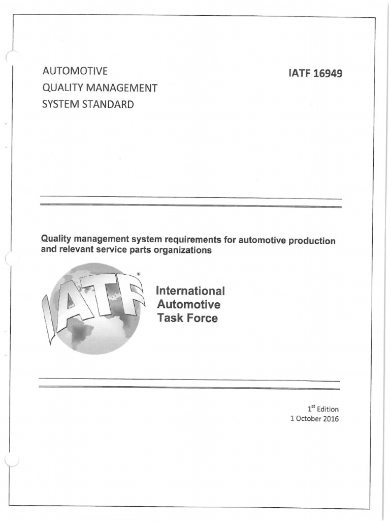 Norme Iatf 16949 2016 Pdf: Iatf 16949 Standard Pdf – FZPY
