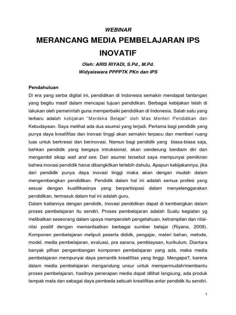 Makalah Webinar Merancang Media Pembelajaran Ips Inovatif | PDF